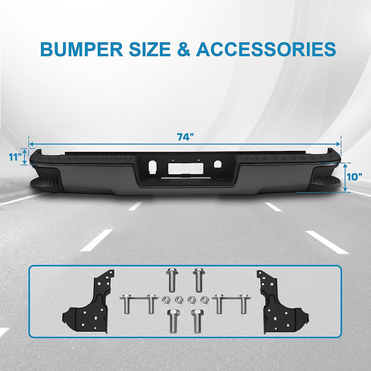Black Steel Rear Bumper For 2014-2018 Chevy Silverado GMC Sierra 1500 ...