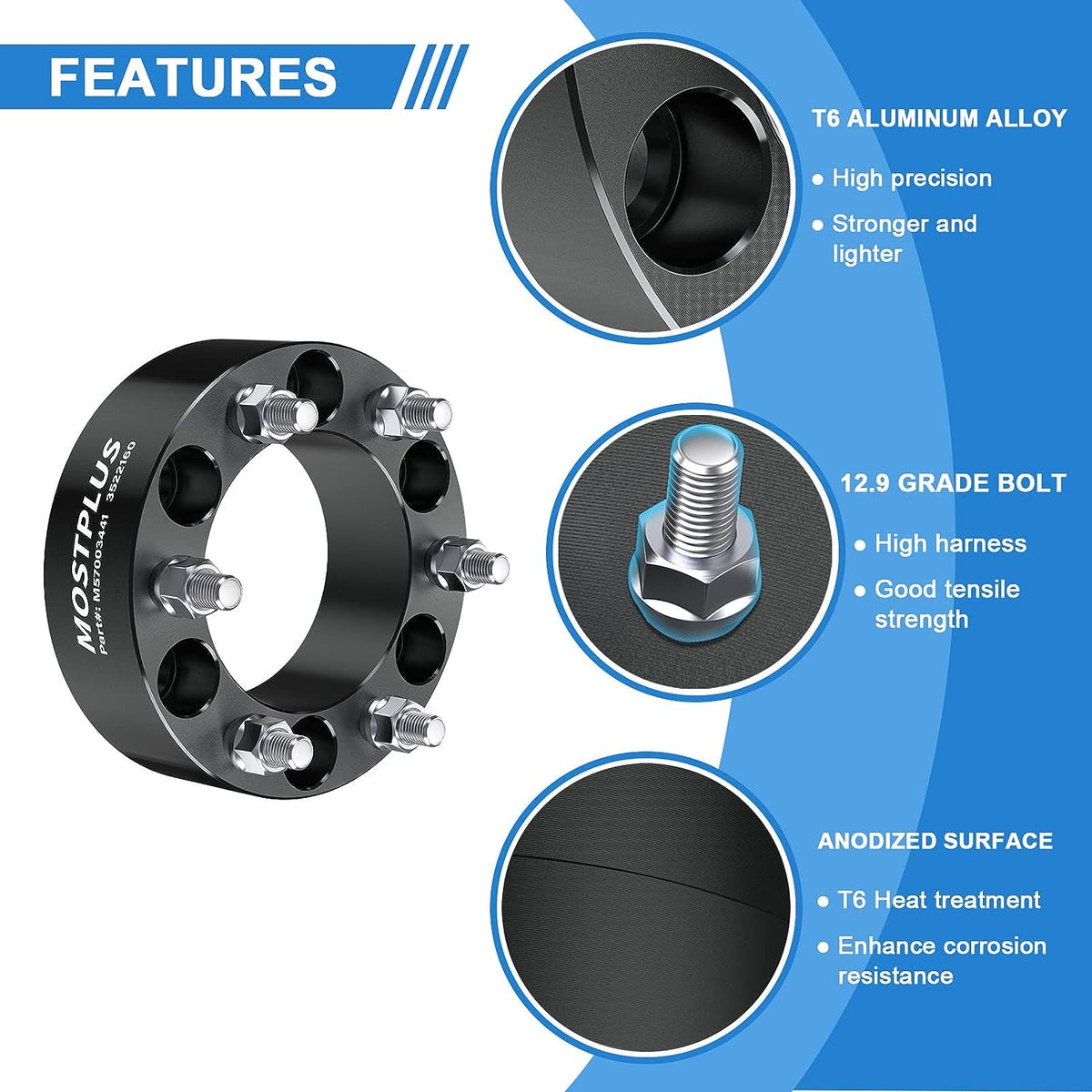 2" Wheel Spacers Adapter 6x5.5" For Silverado GMC Yukon Cadillac Escal ...