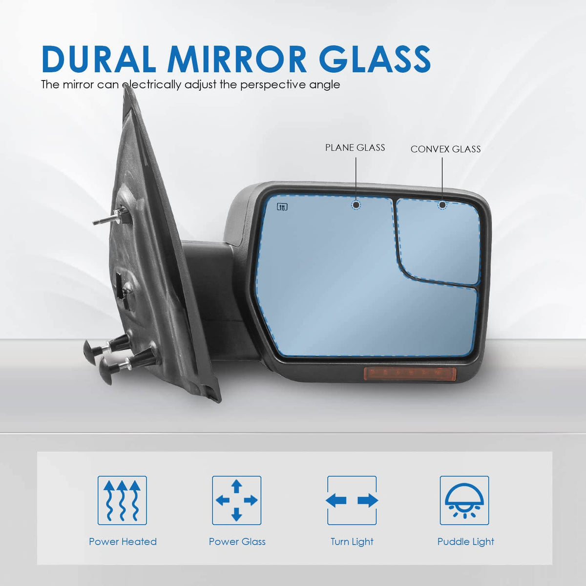 Black Power Heated Side View Mirrors for 2004-2014 Ford F150 w/ Sequen ...